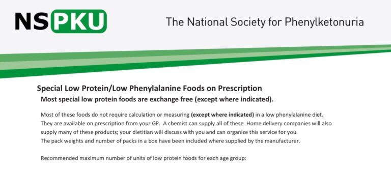 Low Protein Foods available on prescription for patients with PKU - The ...